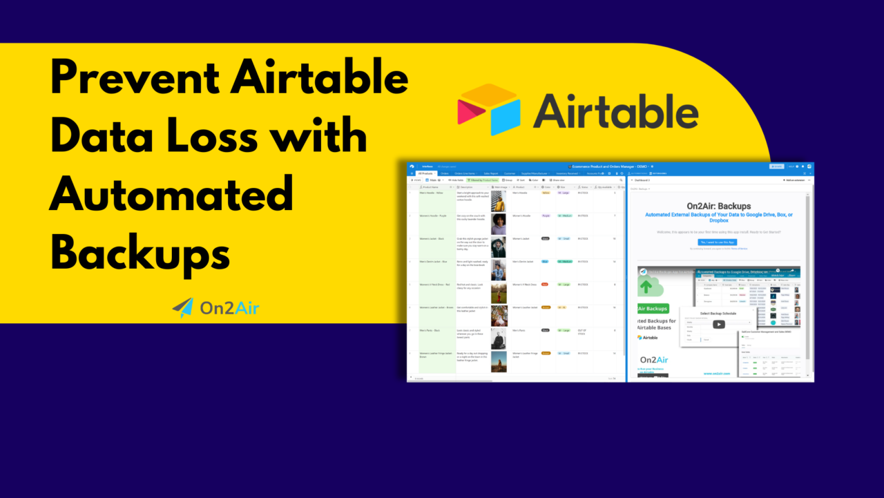 Prevent Airtable Data Loss with Automated Backups | On2Air Backups Prevent Airtable Data Loss with Automated Backups | On2Air Backups